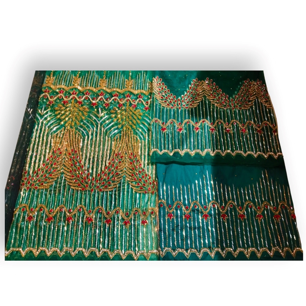 Beaded george wrapper with crystal work detailed with golden work