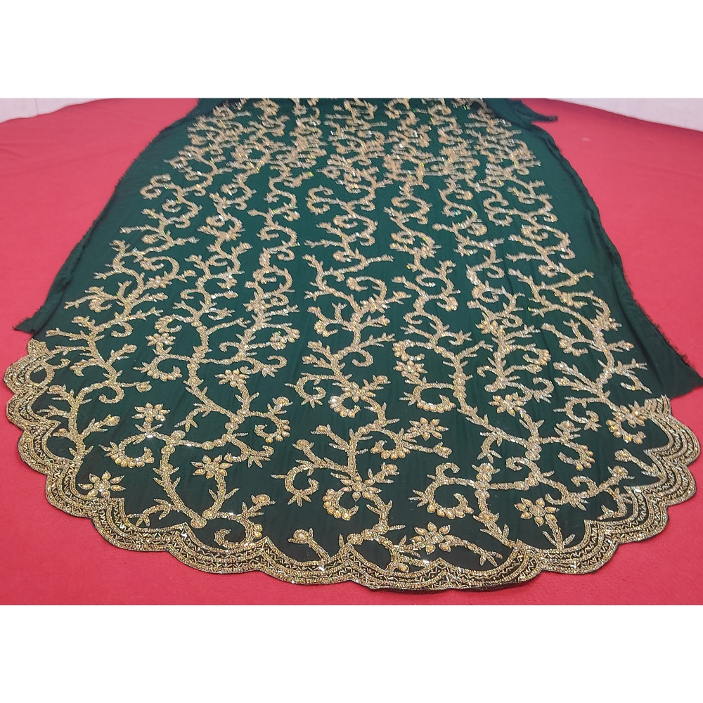 green colored somali dirac with full bead work