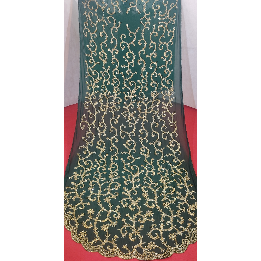 green colored somali dirac with full bead work